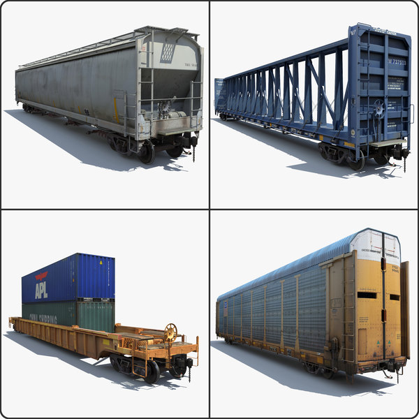 railway cargo car train 3d model