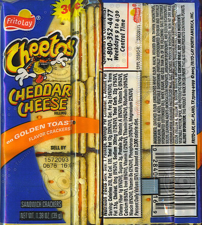 Texture JPEG cheetos crackers label