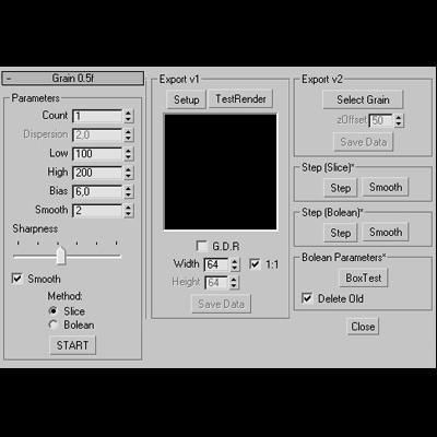 Scripts MaxScript abrasive grain generator