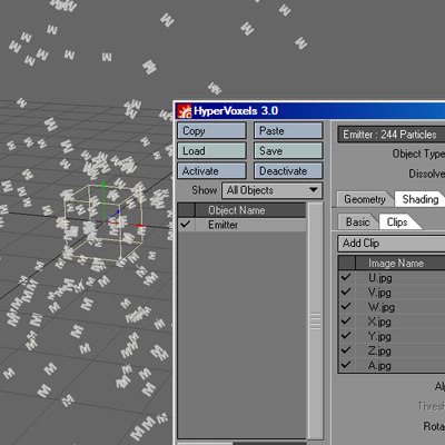 Texture emitter letter particule