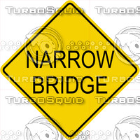 road narrows sign 3d model