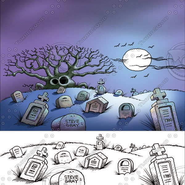 General Photoshop graveyard 2d halloween