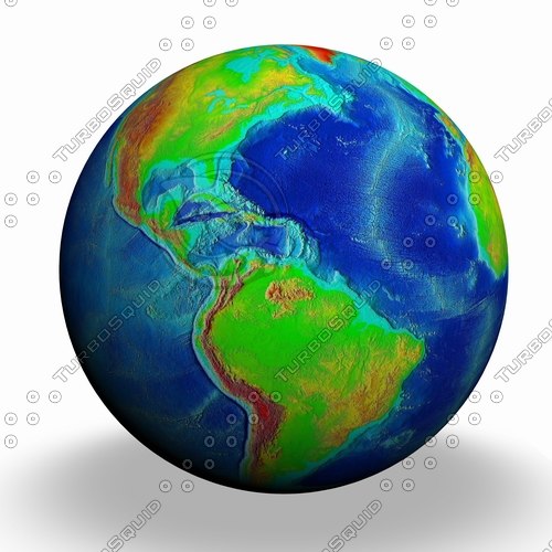 Stock JPEG Globe Elevation Map