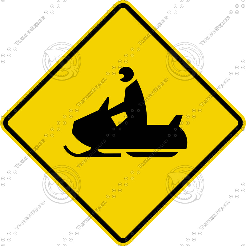 Texture JPEG Caution Snowmobile Sign