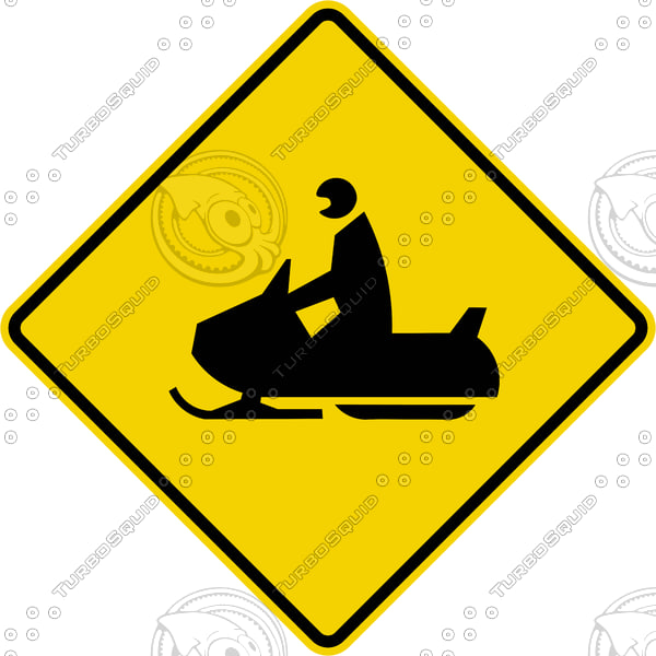 Texture JPEG Caution Snowmobile Sign
