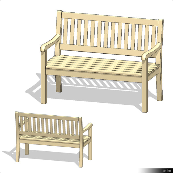 Building AutoCAD drawing bench seating garden