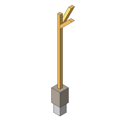 Building Revit Family timber column stone