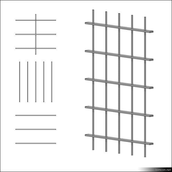 Building Revit Family window grille bar