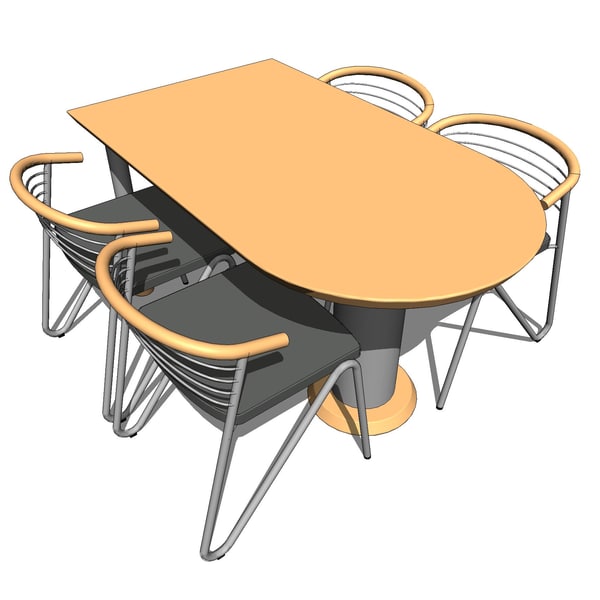 Building Revit Family dining set wood