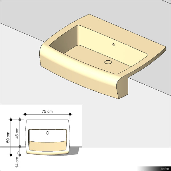 Building Revit Family Basin Semi Insert