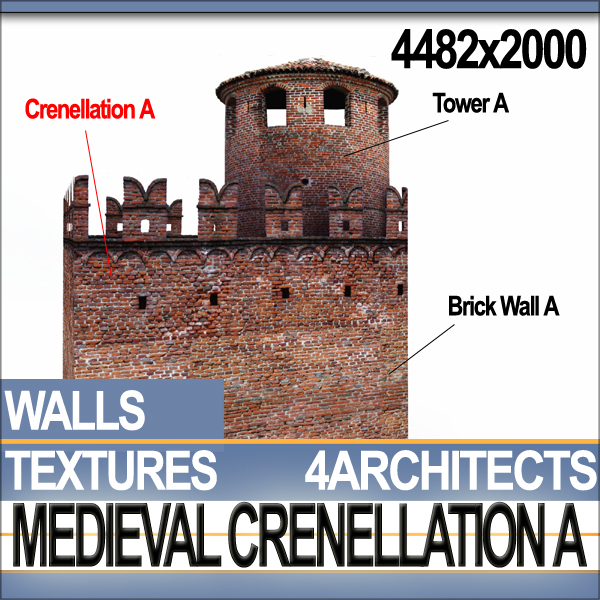 Texture JPEG medieval wall crenellation