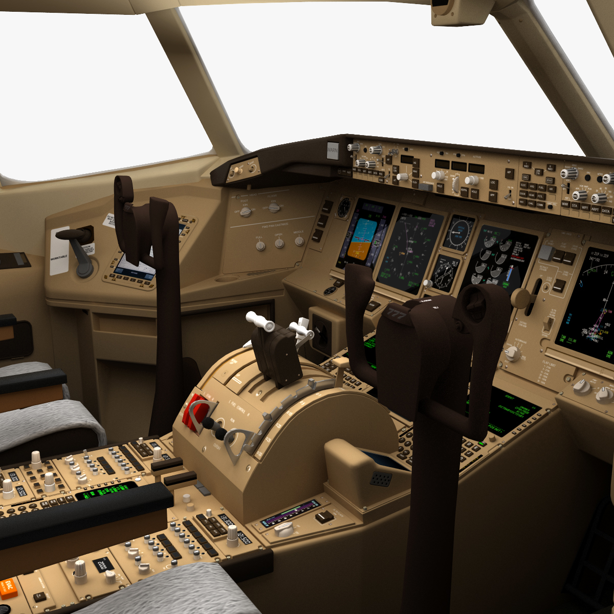 realistic boeing 777 cockpit 3d lwo