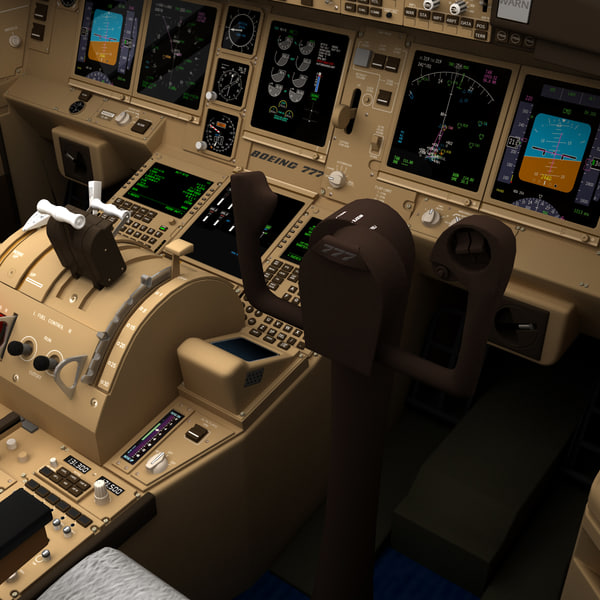 realistic boeing 777 cockpit 3d lwo
