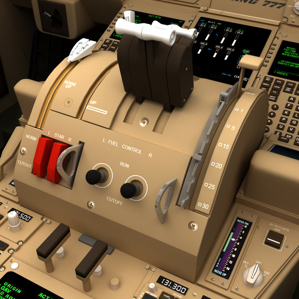 realistic boeing 777 cockpit 3d lwo