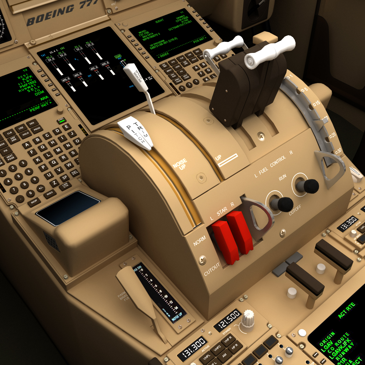 realistic boeing 777 cockpit 3d lwo