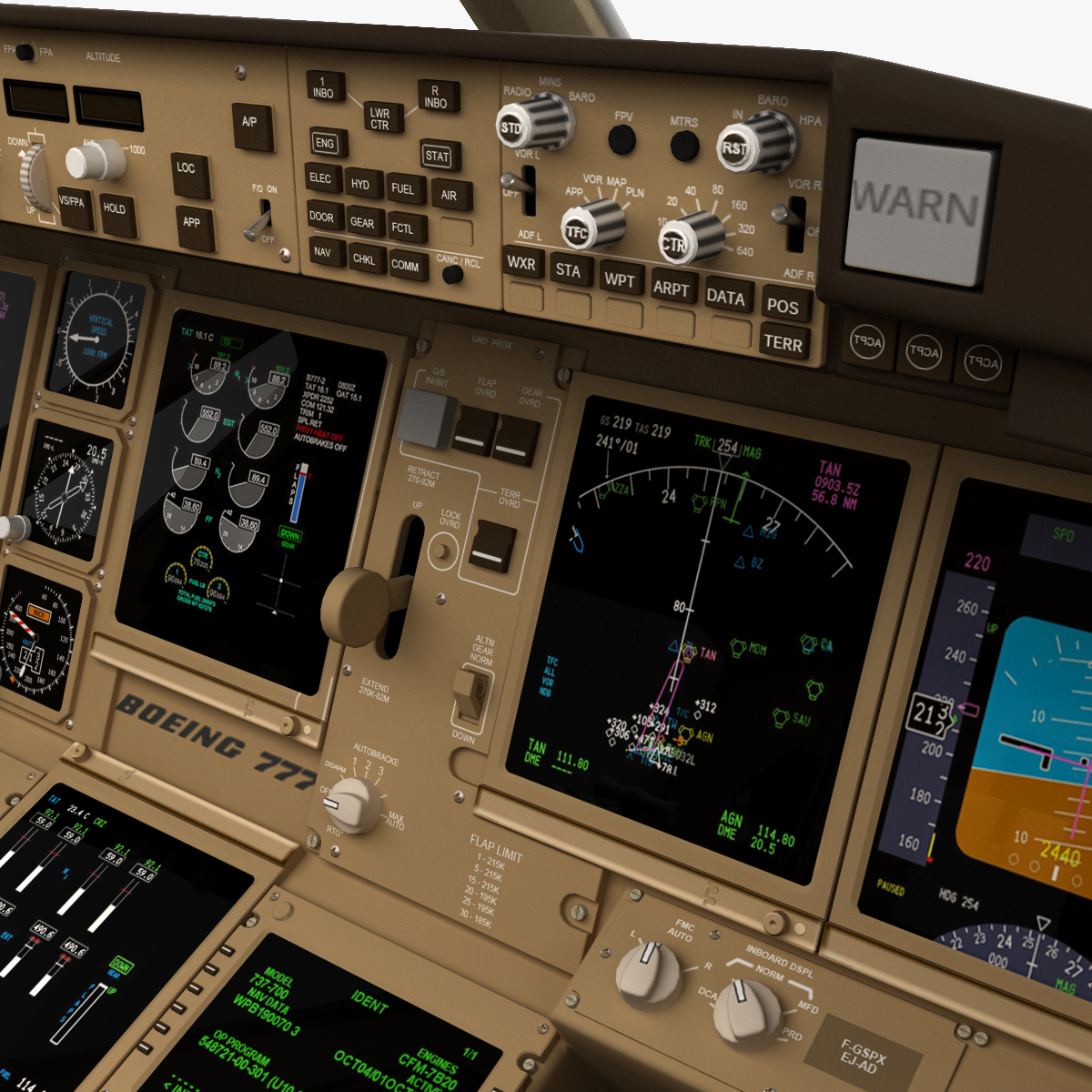 realistic boeing 777 cockpit 3d lwo