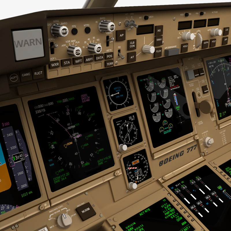 realistic boeing 777 cockpit 3d lwo