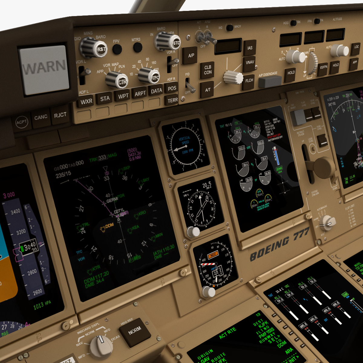 realistic boeing 777 cockpit 3d lwo