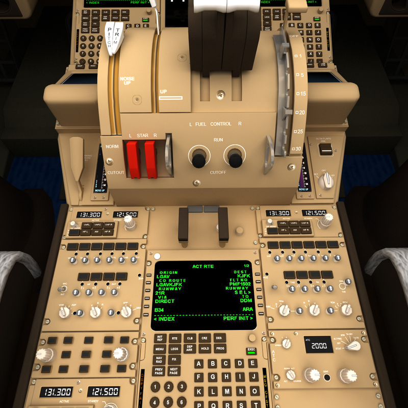 realistic boeing 777 cockpit 3d lwo