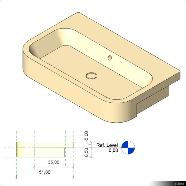 Building Revit Family Basin Semi Insert