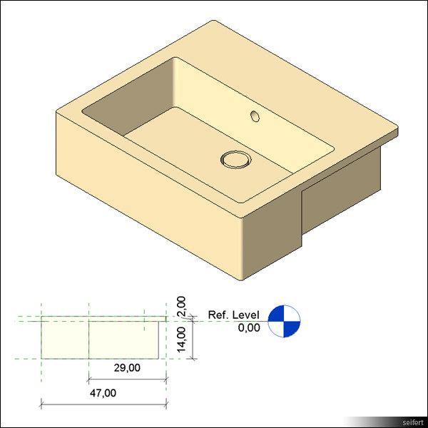 Building Revit Family Basin Semi Insert