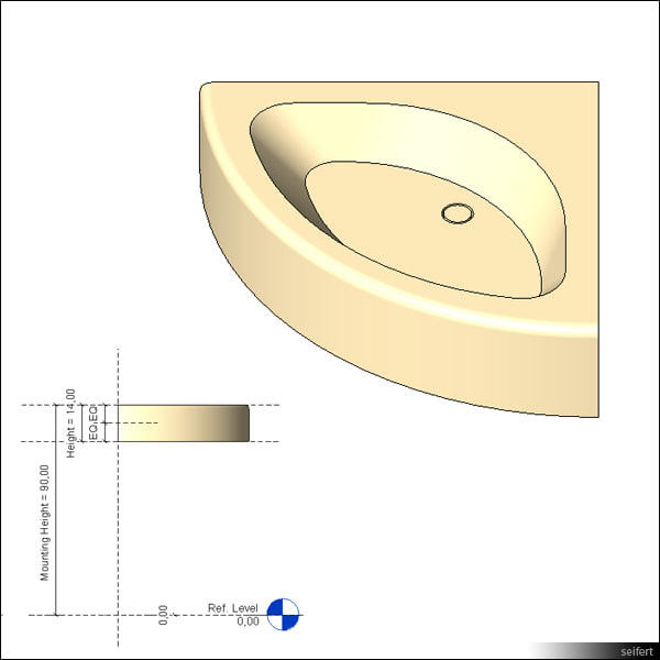 Building Revit Family Basin Wall Corner