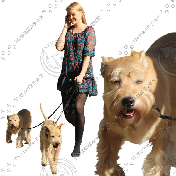 Texture Photoshop girl dog walking