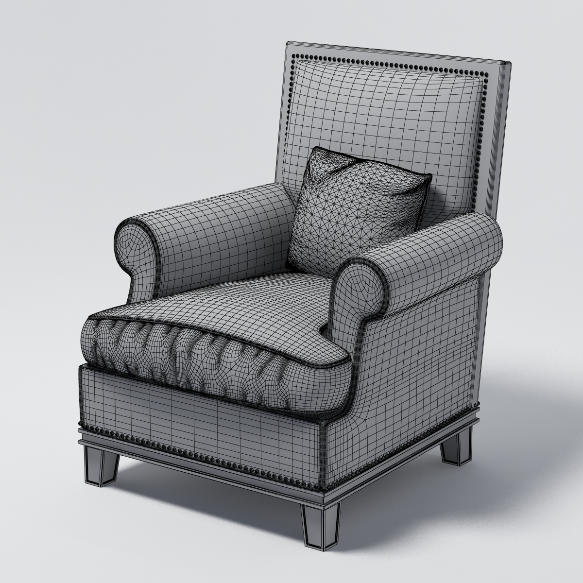long classical chair 3d model
