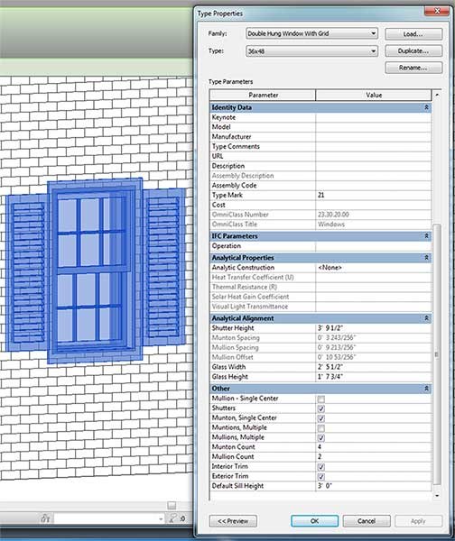 Building Revit Family double hung window