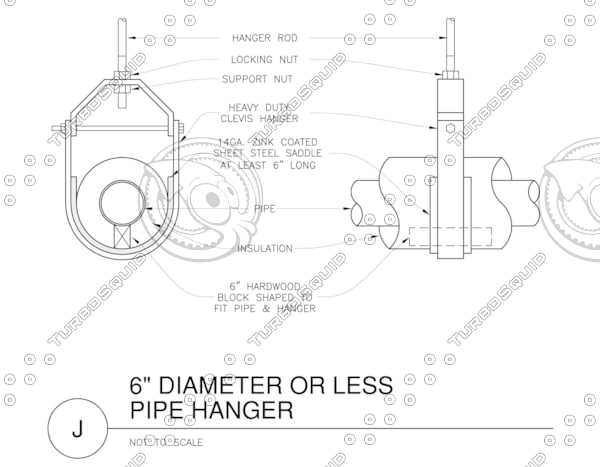 Building AutoCAD drawing pipe hanger 6"