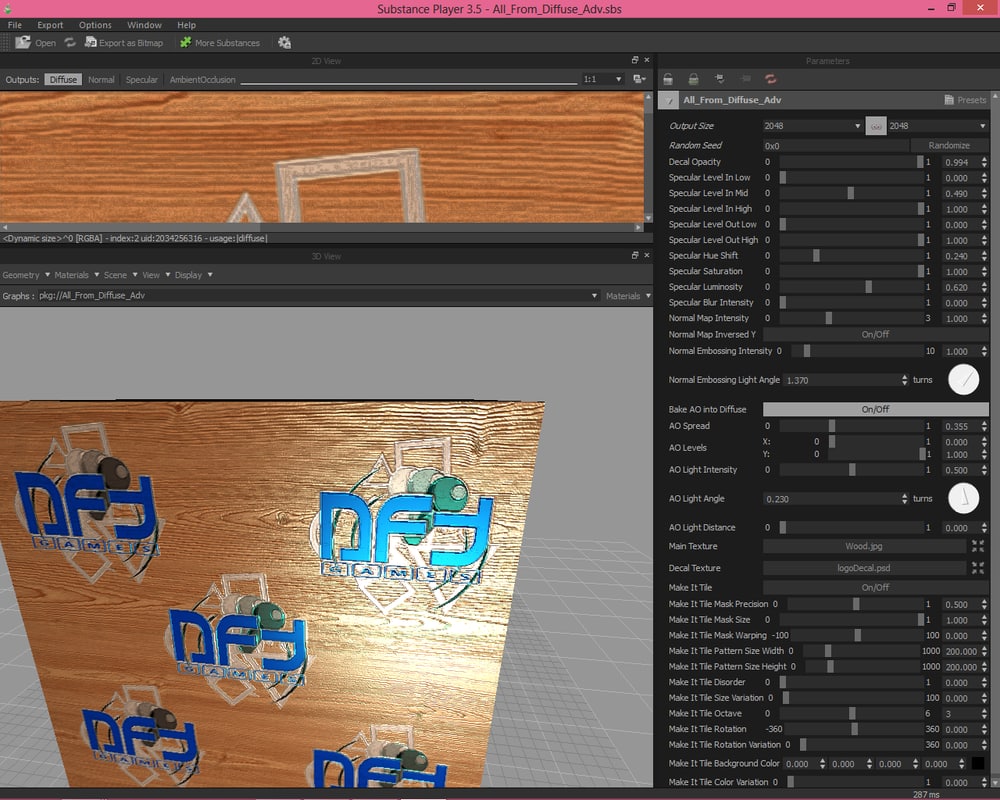Allegorithmic Substance diffuse normal specular