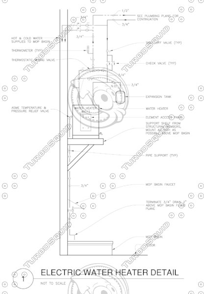 Building AutoCAD drawing electric water heater
