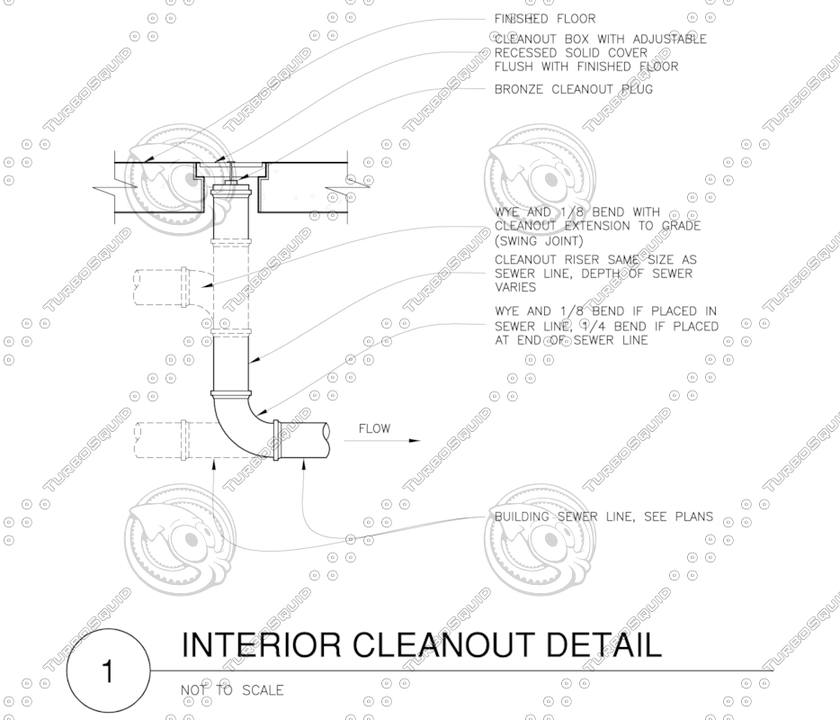 Building AutoCAD drawing interior cleanout plumbing