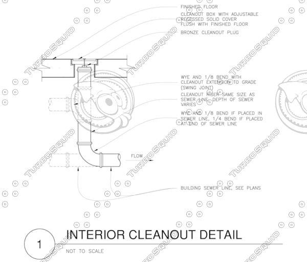 Building AutoCAD drawing interior cleanout plumbing