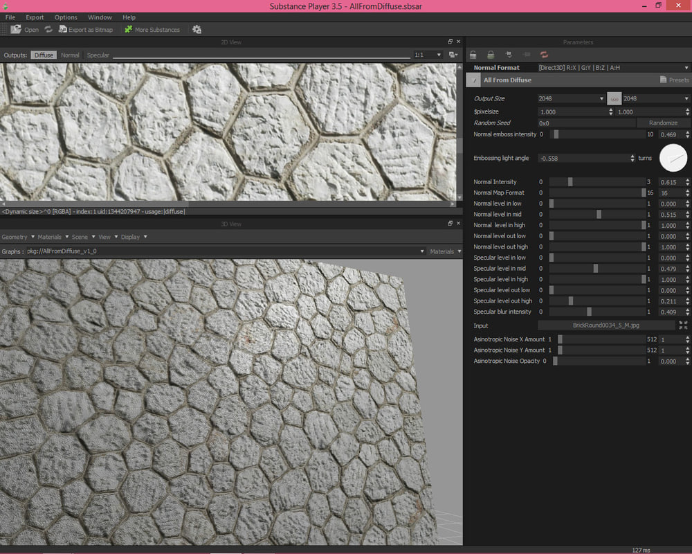 Allegorithmic Substance diffuse normal specular