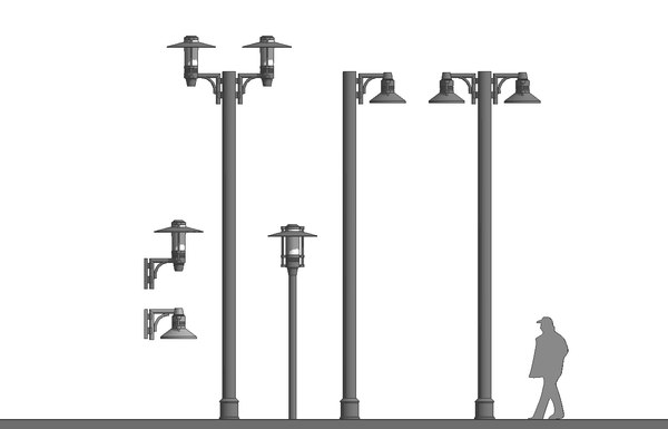Building Revit Family light post traditional