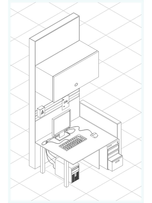 General JPEG isometric computer desk