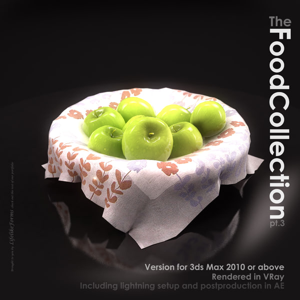 3ds max basket apples