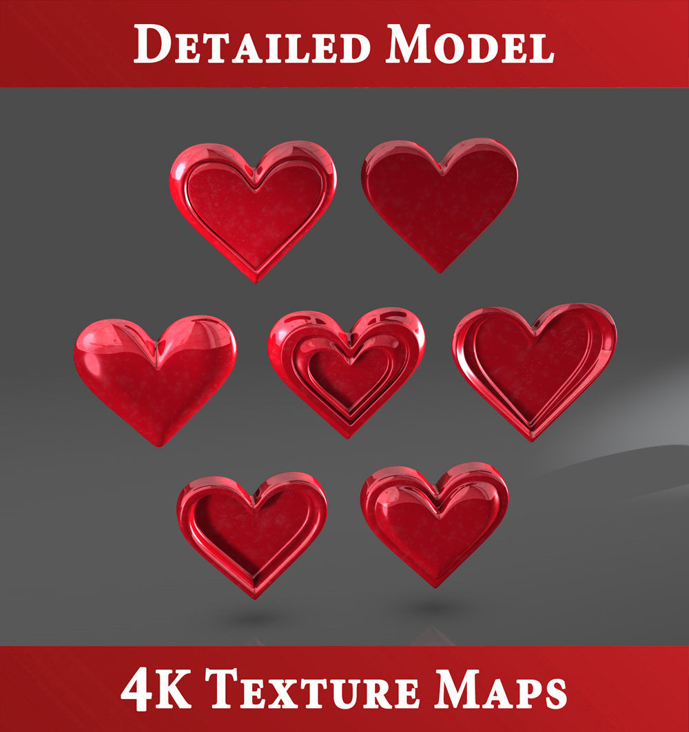 3d heart seven blender model