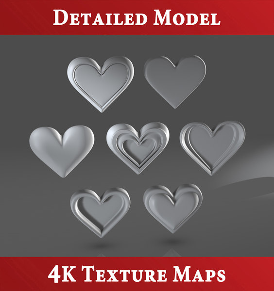 3d heart seven blender model