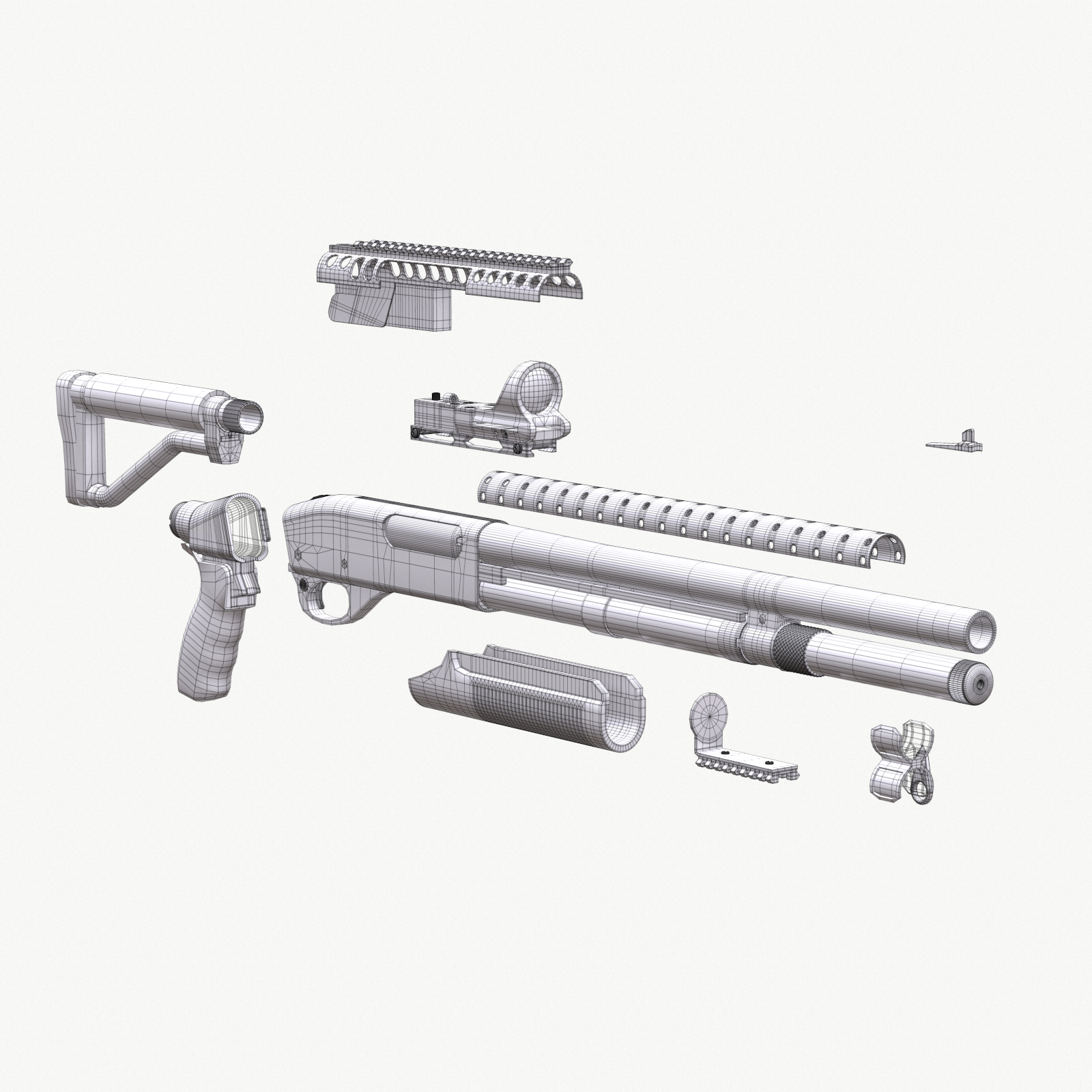 tactical remington 870 3d model