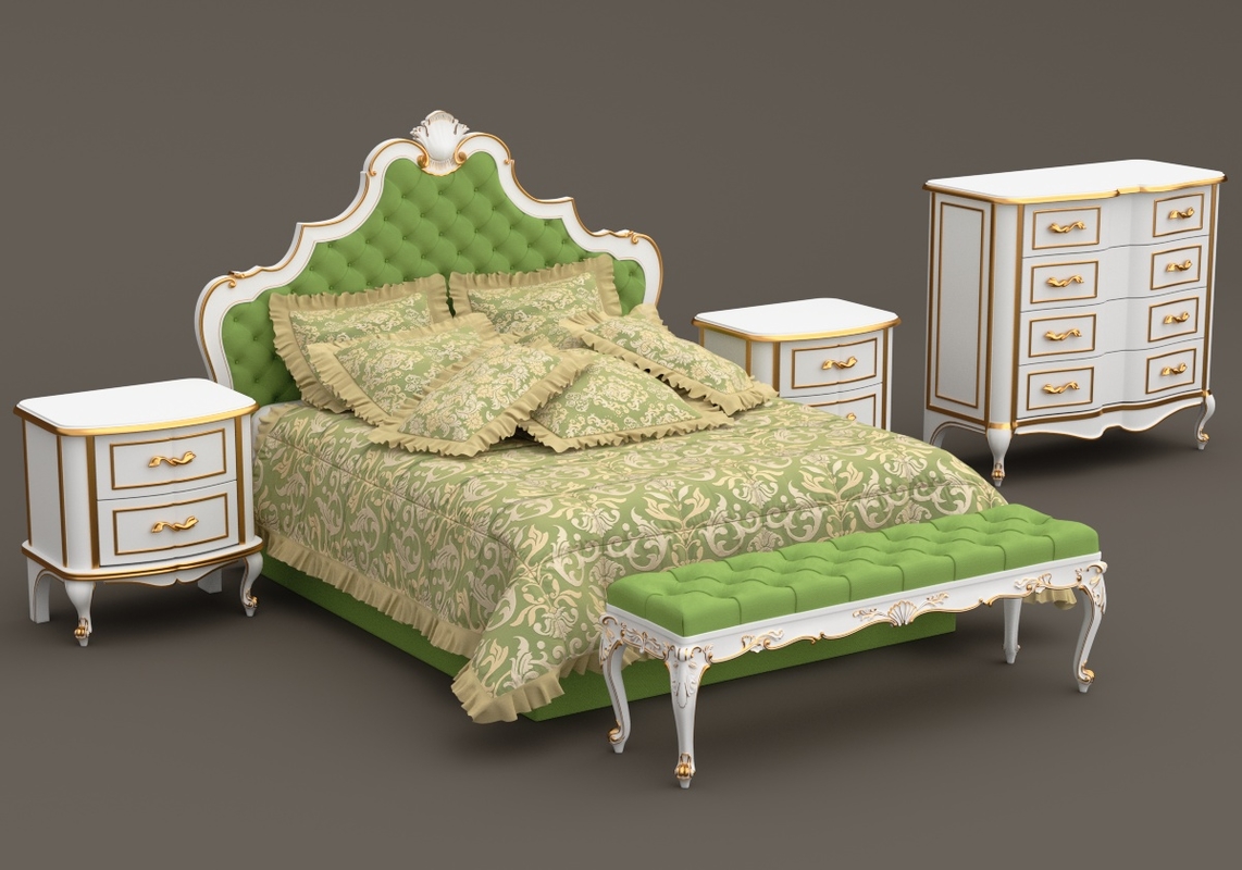 3d model classic bedroom furniture set