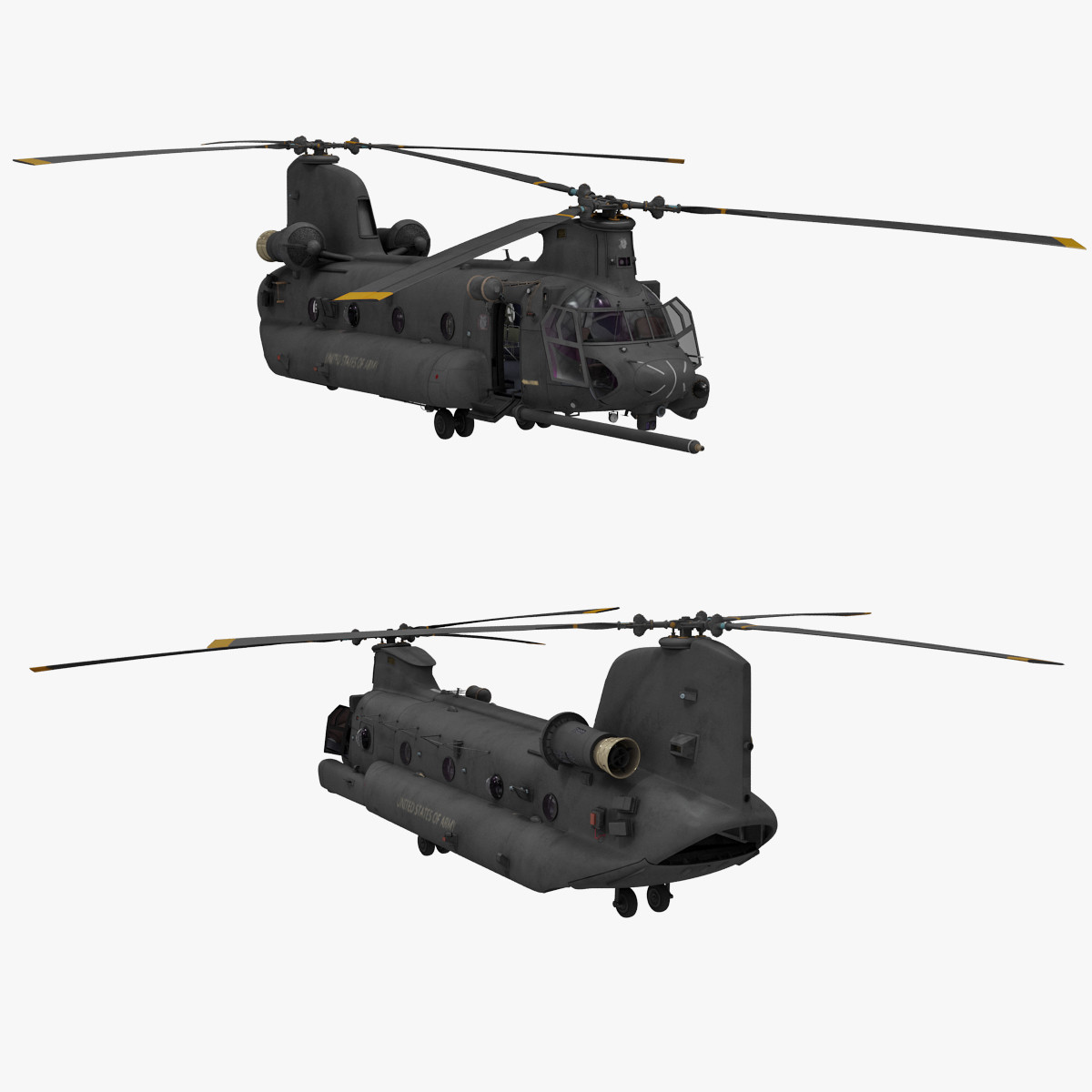 3d model mh 47 chinook rigged