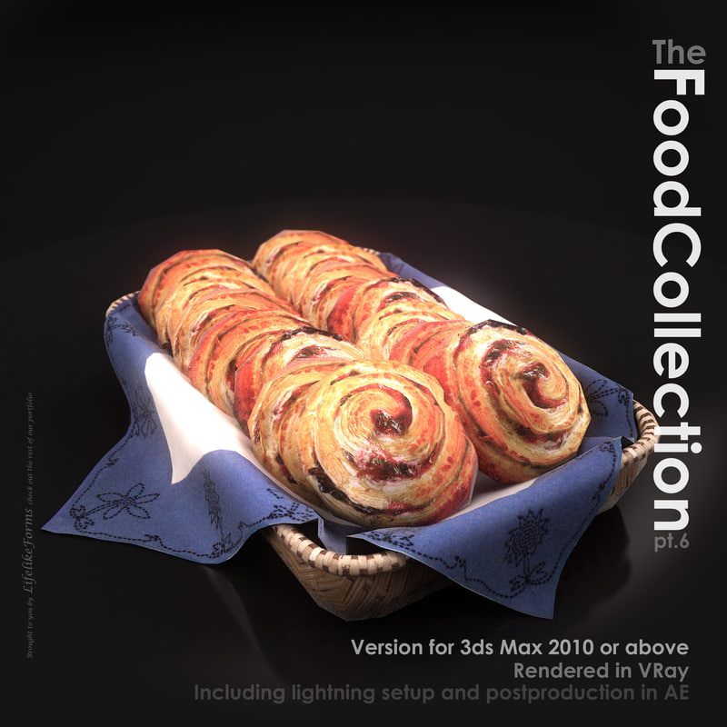 3d model basket pastries