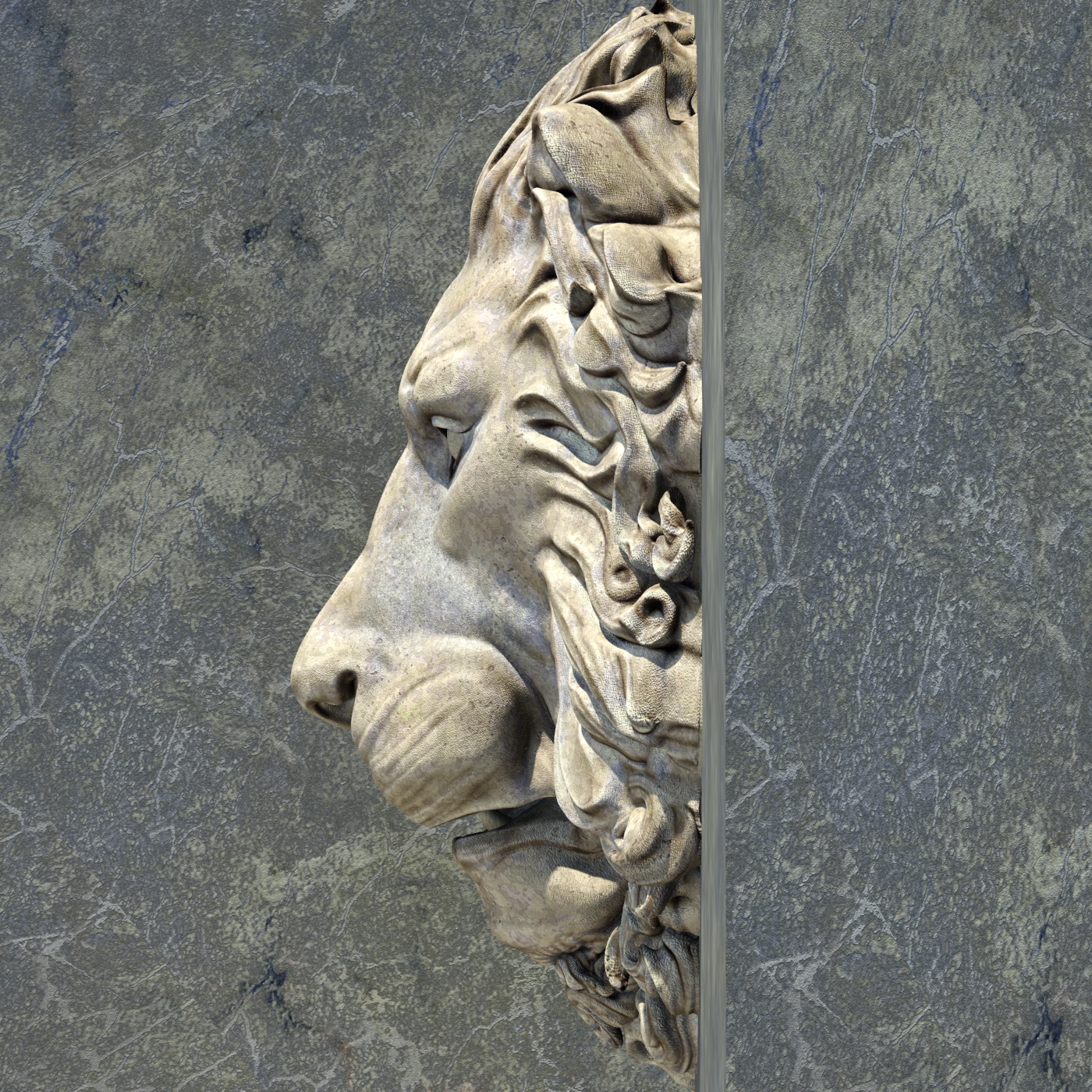 lion head decoration obj