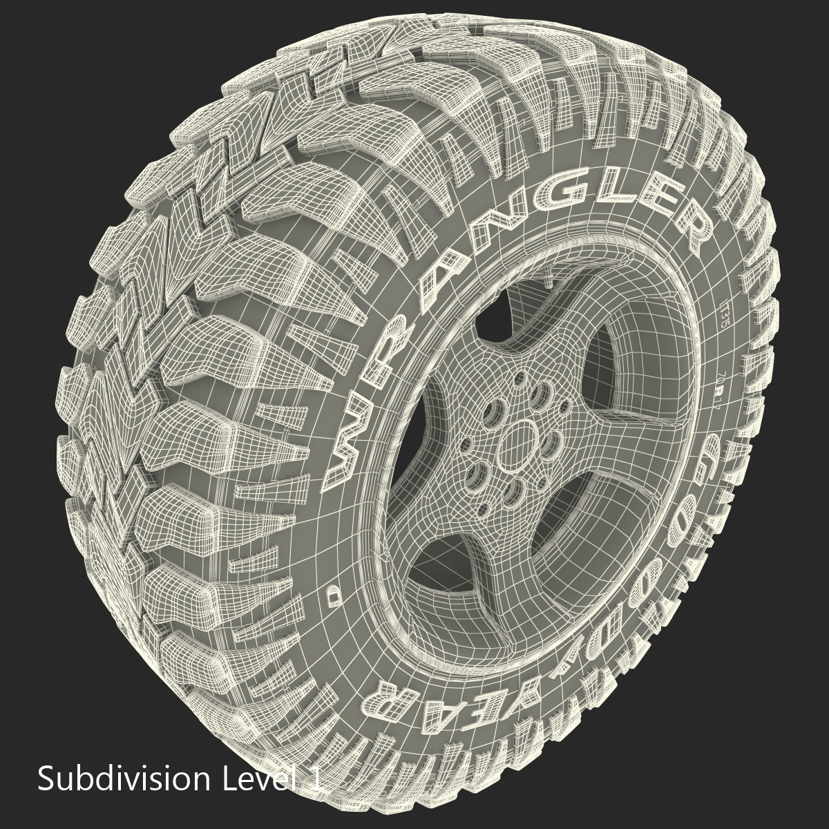 3d model goodyear wrangler tire