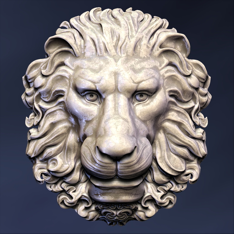 lion head decoration obj