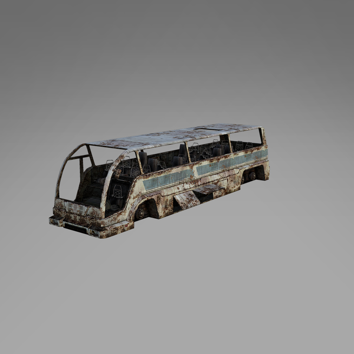 3d model wrecked bus