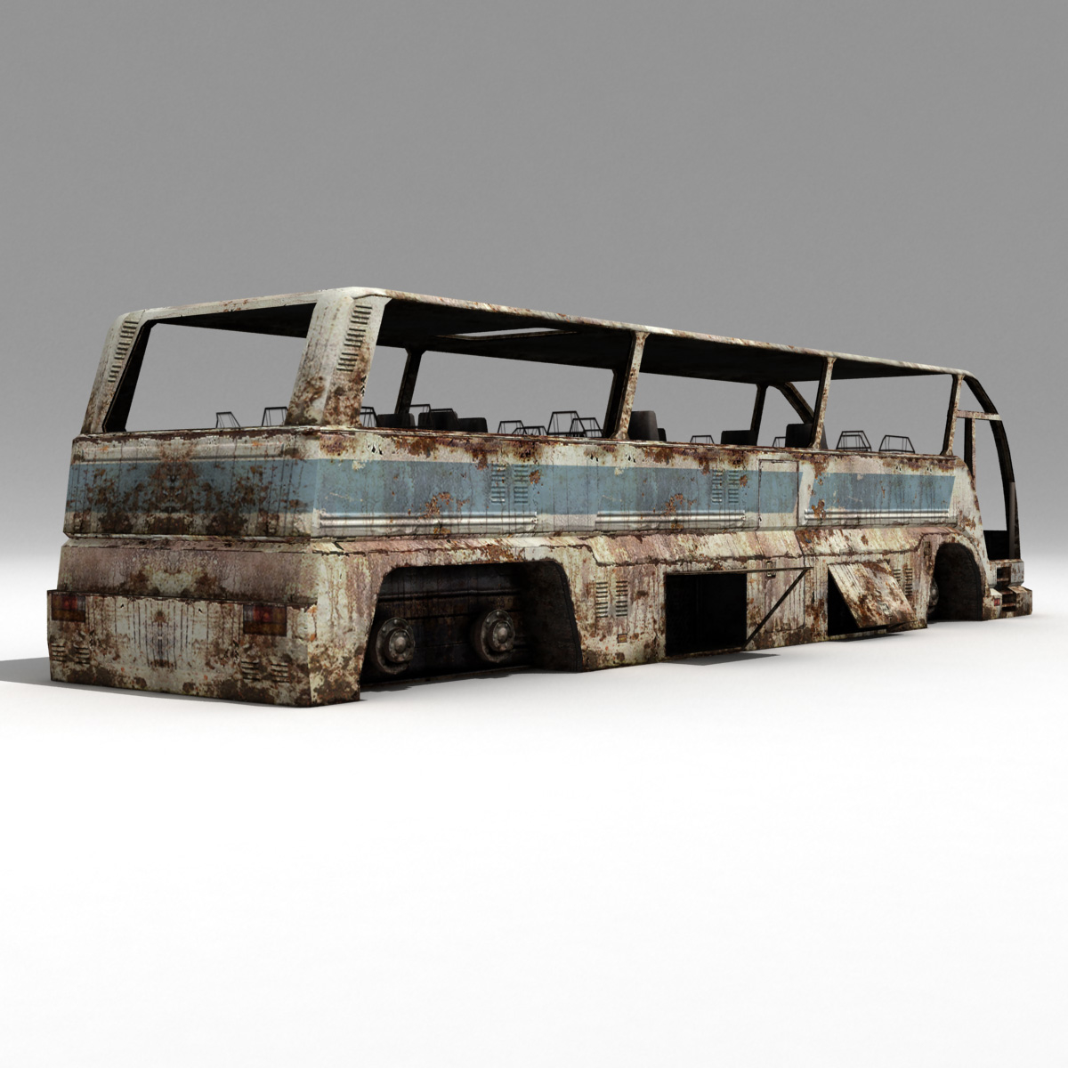 3d model wrecked bus