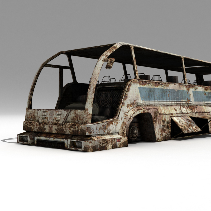 3d model wrecked bus